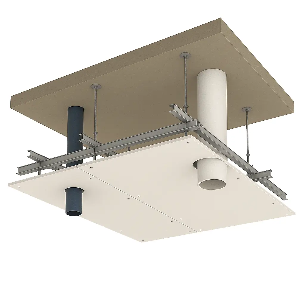 Gips Board Ceiling with Pipe Cutouts - Andronor